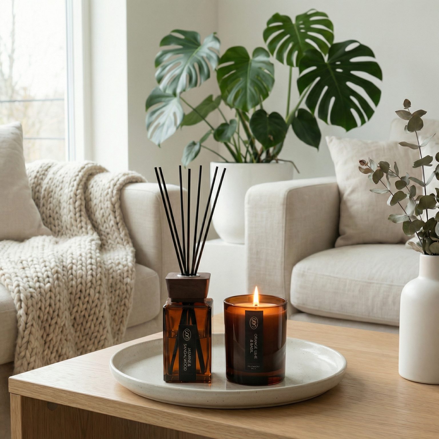 Natural Reed Diffuser & Candle Gift Set - Snug Scent